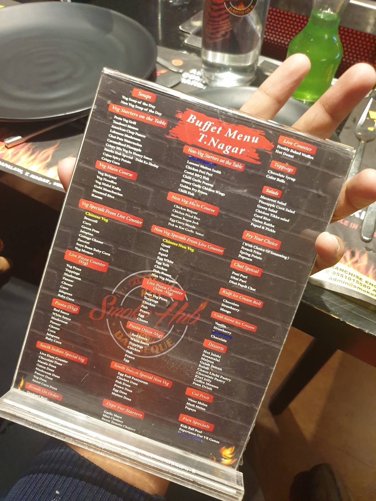 Menu at SMOKE HUB BARBEQUE - T.NAGAR, Chennai