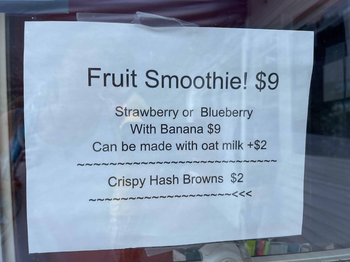 Menu at Saint Dreux's Coffee cafe, Southwest Harbor