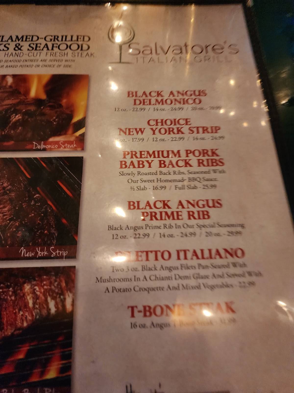 Menu at Salvatore's Italian Grill restaurant, Youngstown, Mahoning Ave