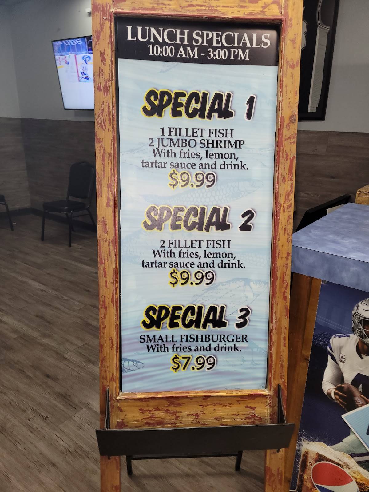 Menu at Rudy's Seafood restaurant, San Antonio
