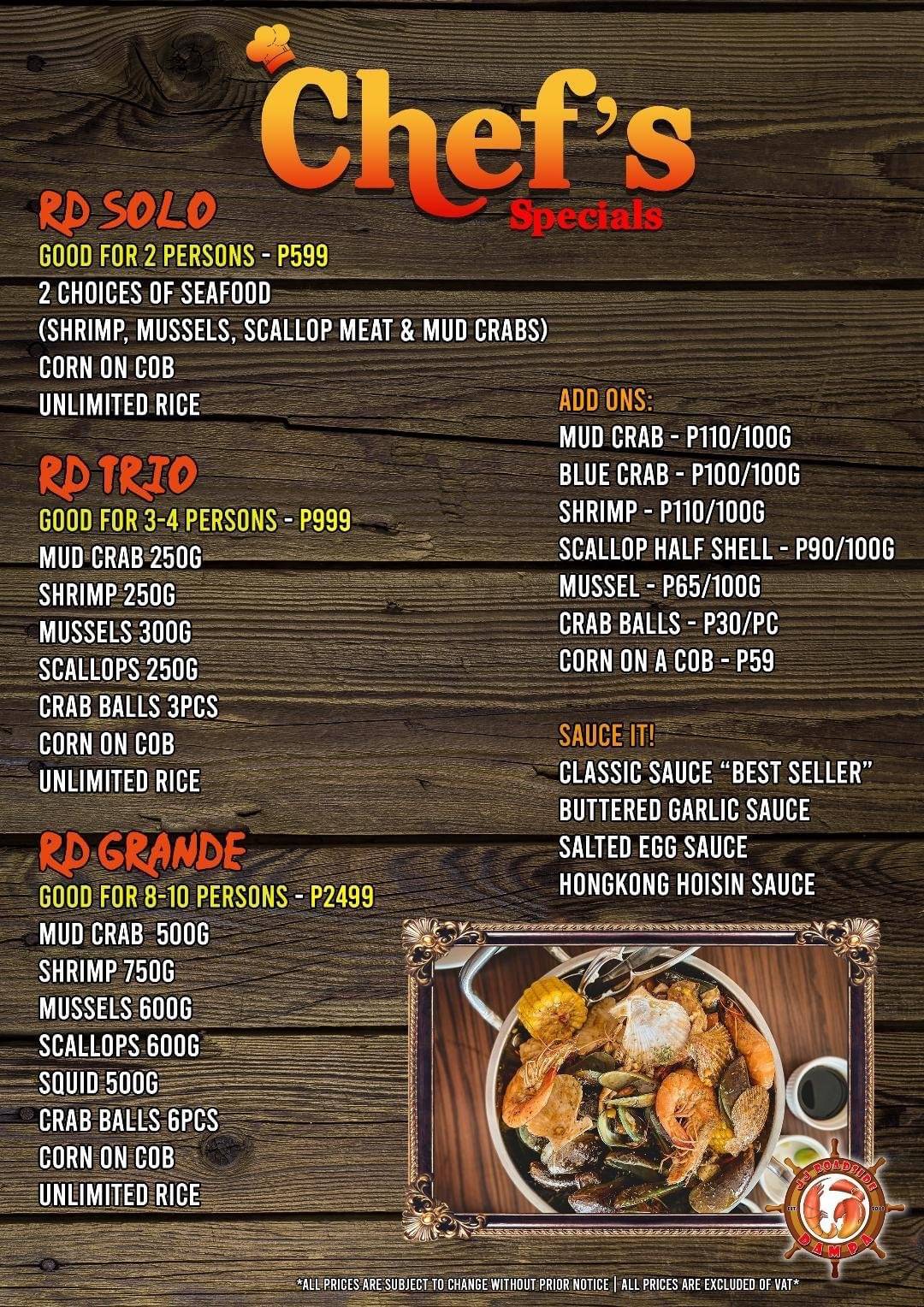 Menu at Roadside DAMPA Restaurants - Bypass Road Capihan San Rafael ...