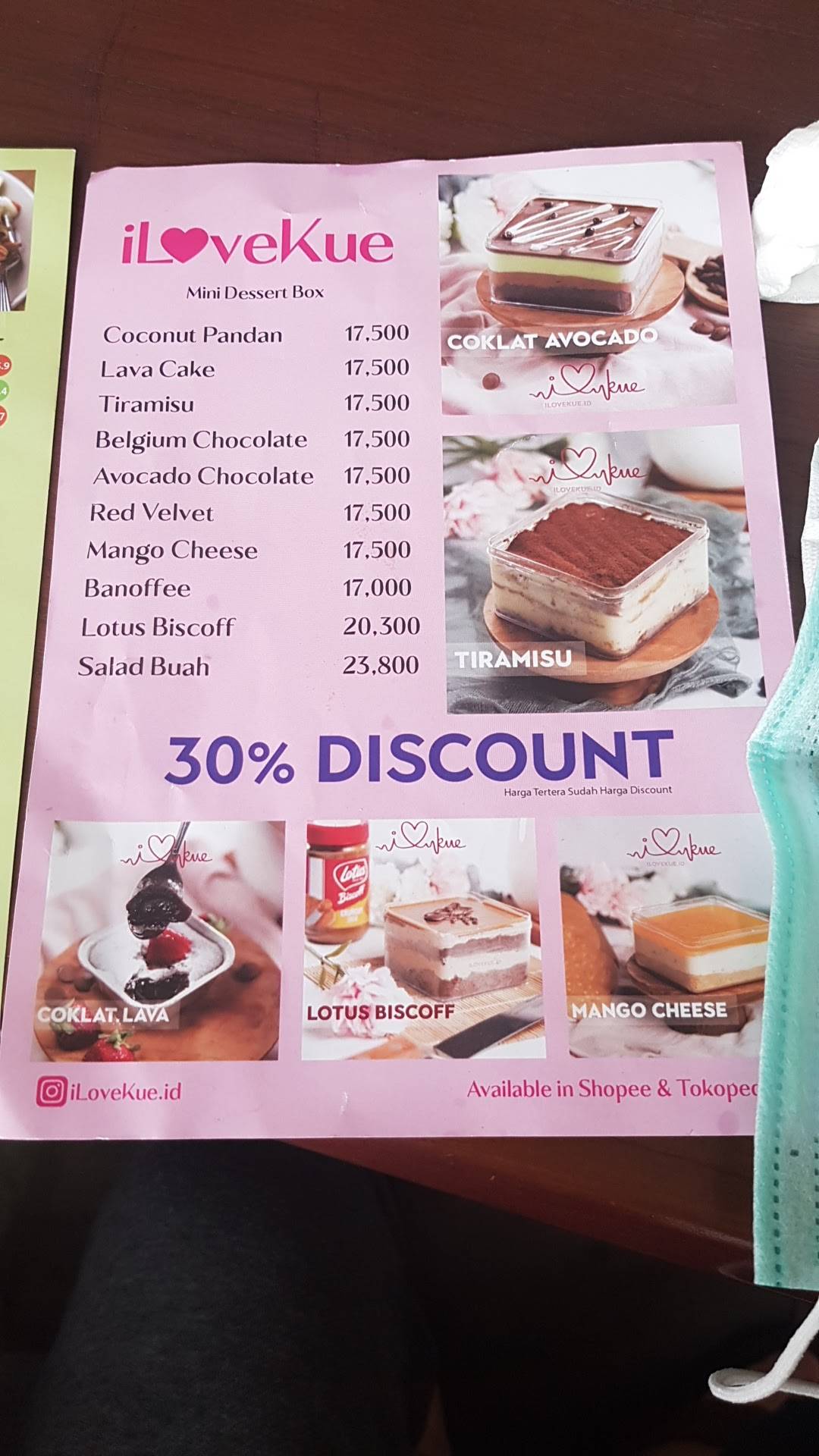 Menu at Satu Meja restaurant, West Jakarta