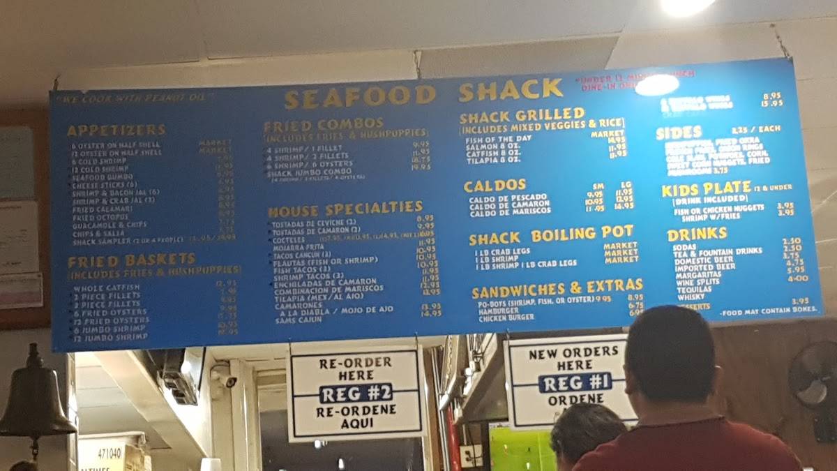 Menu at Seafood Shack pub & bar, Dallas, Webb Chapel Rd