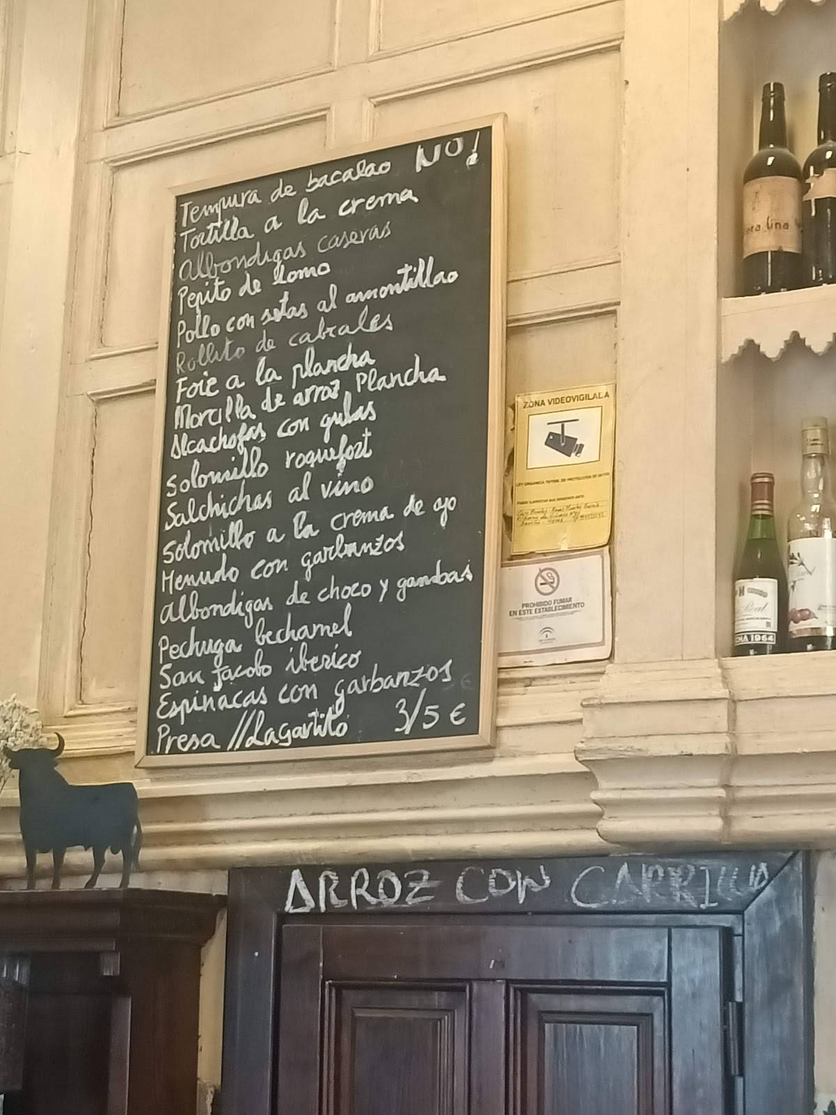 Menu at Bar Casa Morales, Seville, C. García de Vinuesa