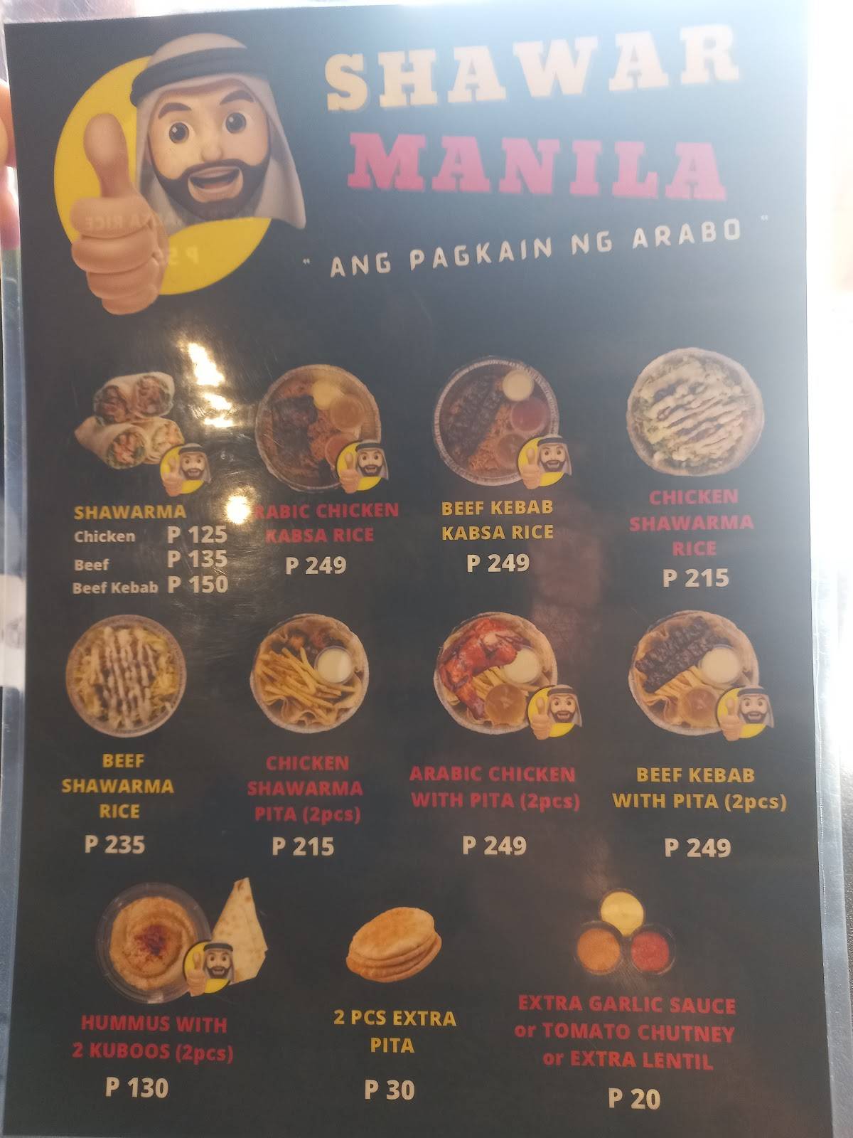 Menu at Shawarmanila - Visayas Avenue restaurant, Quezon City