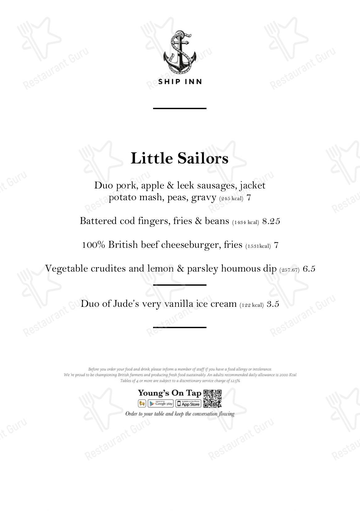 Menu at Ship Inn pub & bar, East Grinstead