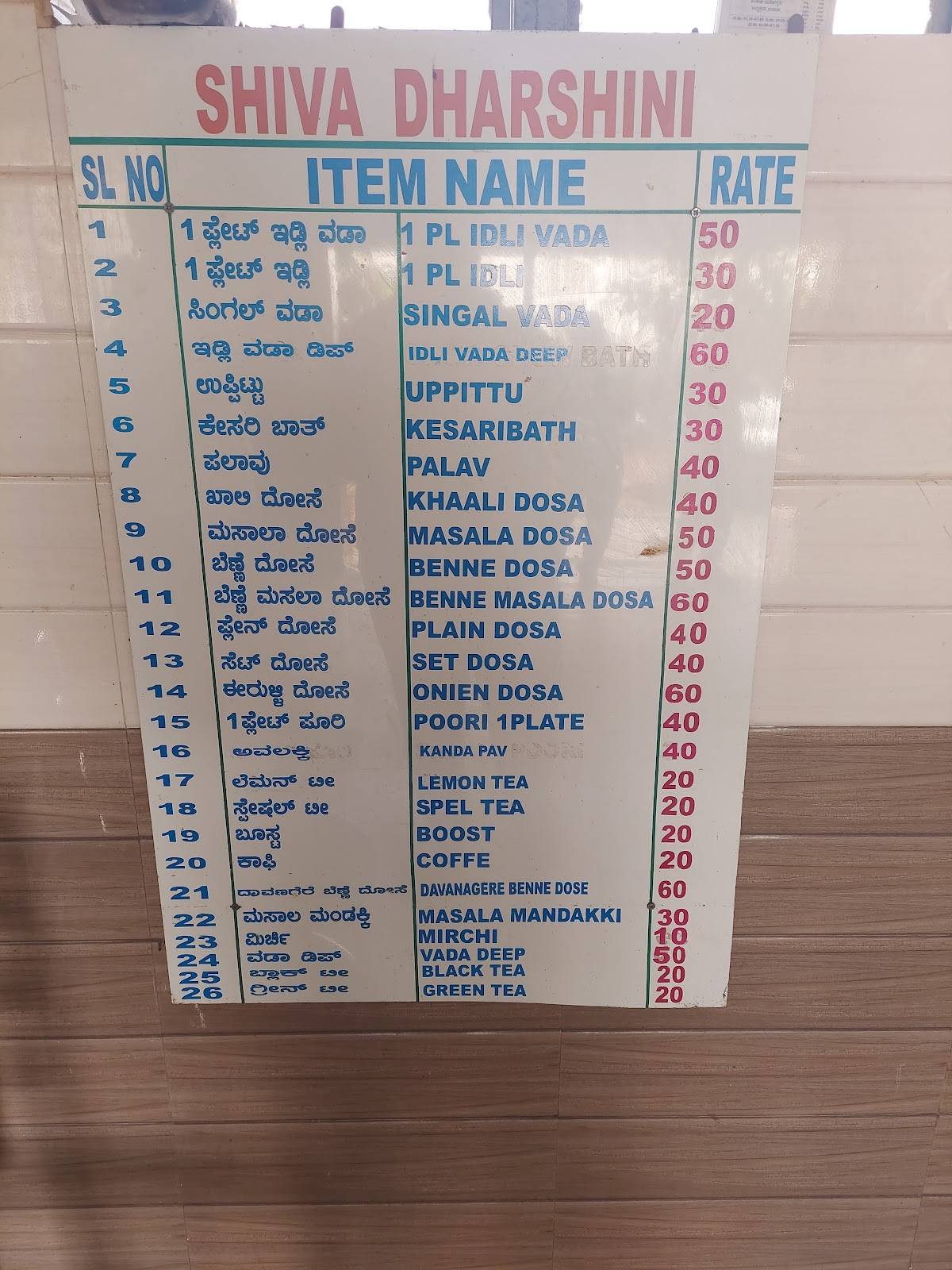 Menu at Shiva Hotel pure veg, India, makanur