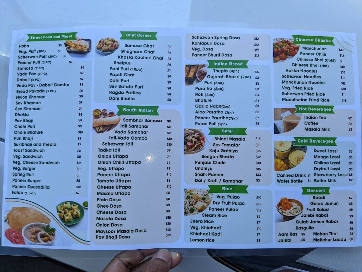 Menu au Shree Akshar Veg. Restaurant, Regina