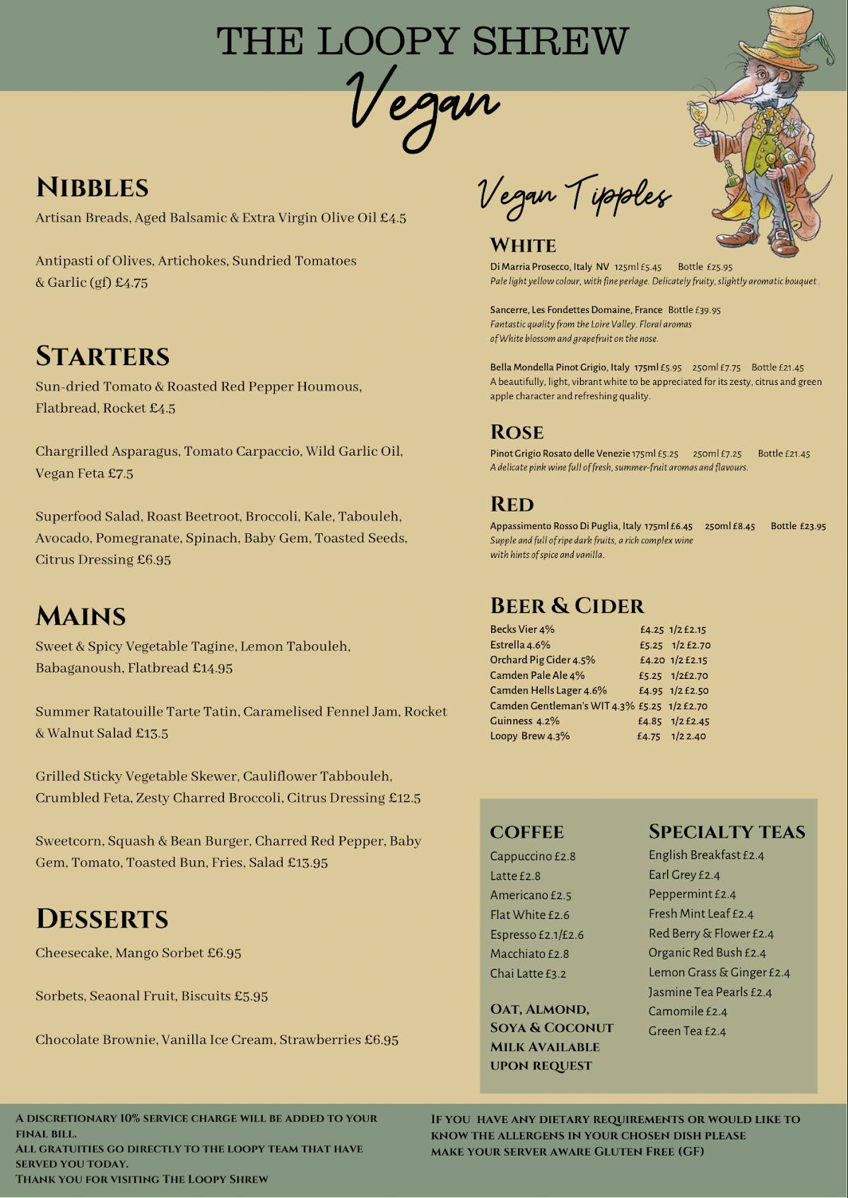 Menu at The Loopy Shrew pub & bar, Shrewsbury