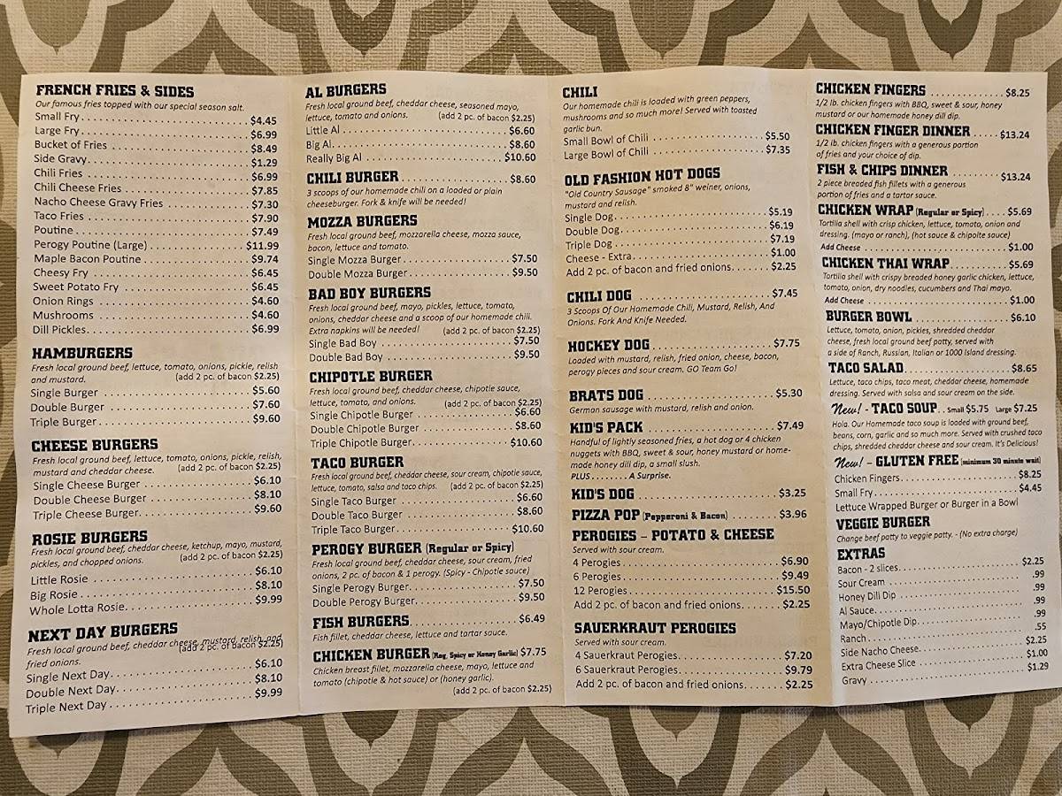Menu at Snak Shak Dairy Bar, Selkirk