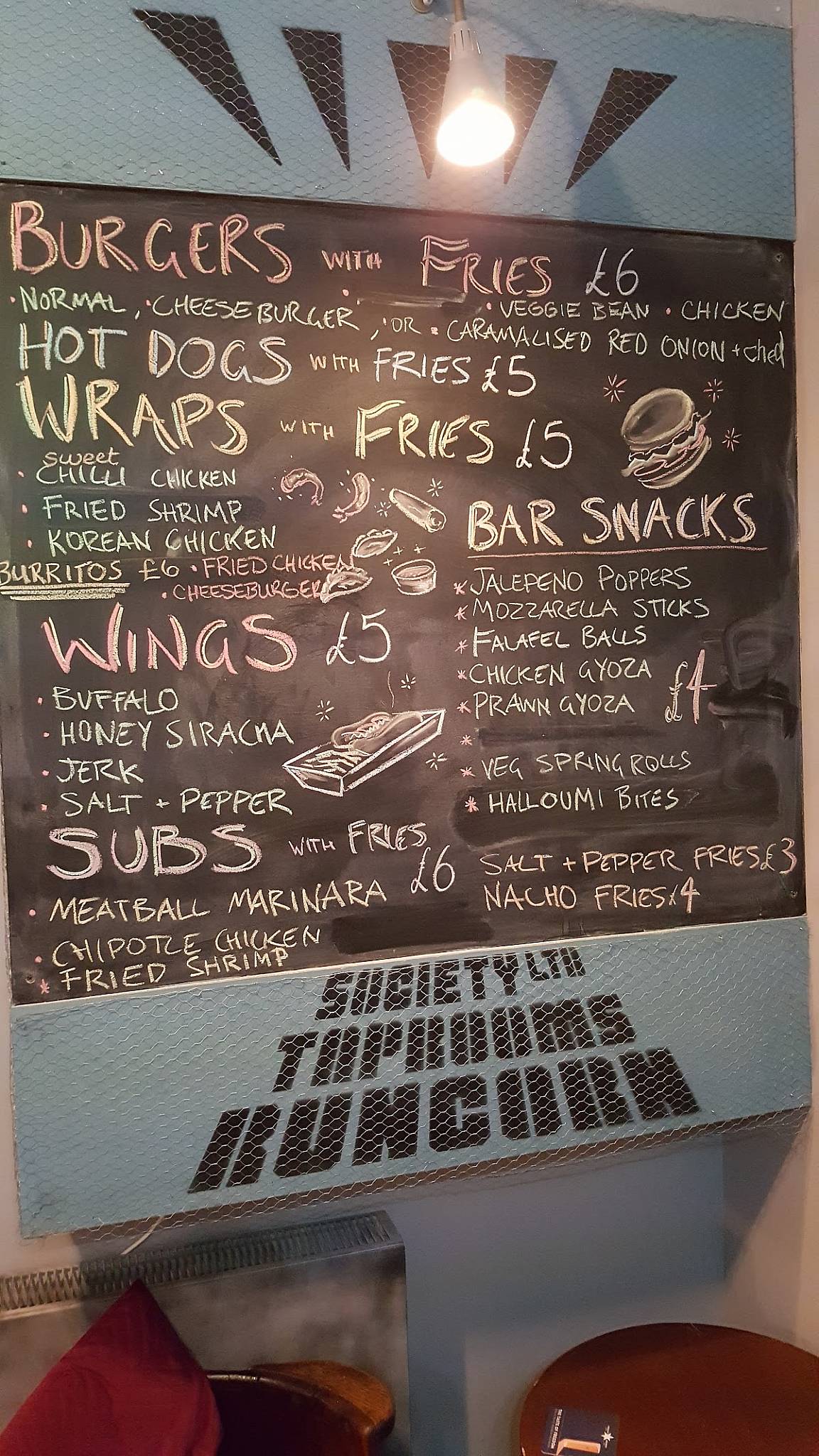 Menu at Society LTD pub & bar, Runcorn