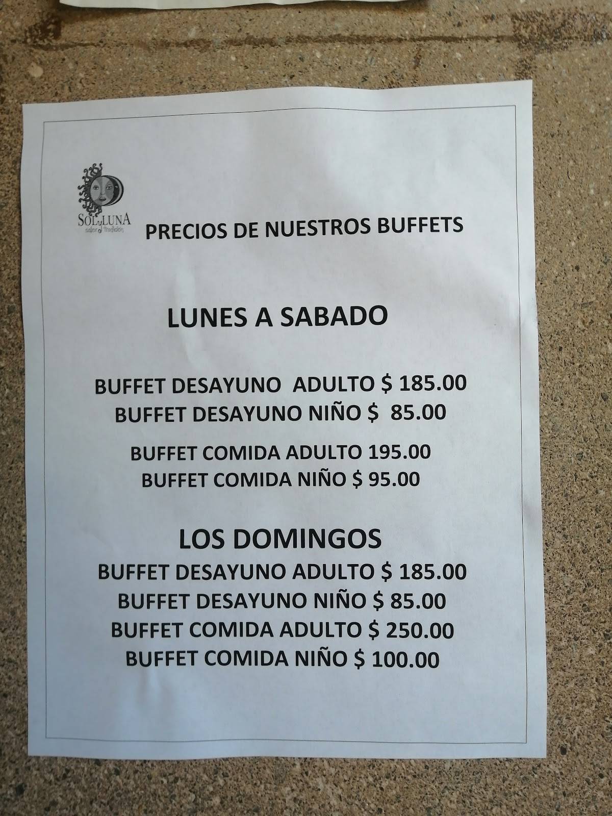 Carta del restaurante Sol y Luna, Saltillo, Av. Venustiano Carranza ...