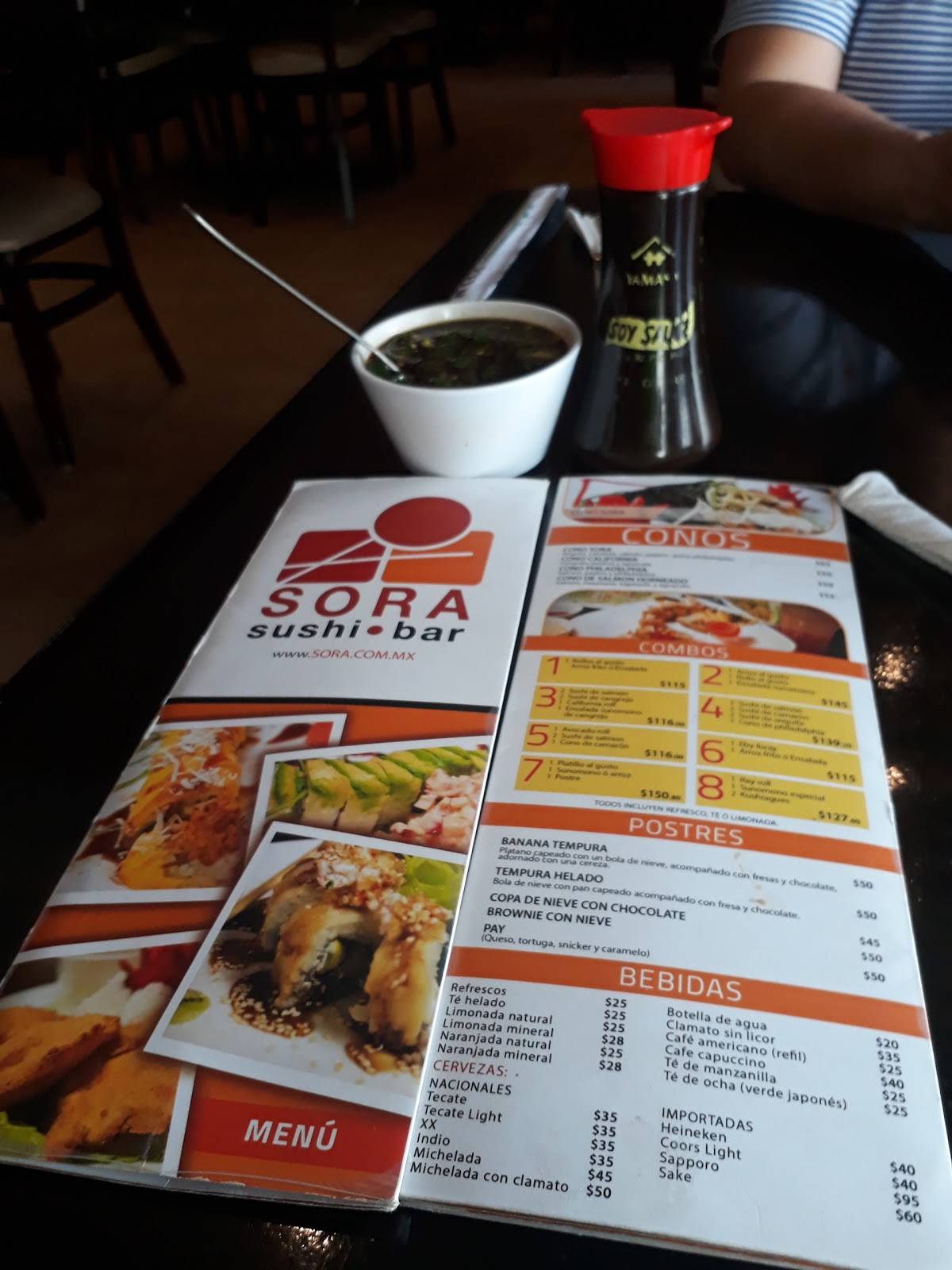 Menu at Sora Sushi Bar, Matamoros, Calle Sexta 504 Plaza Andrea