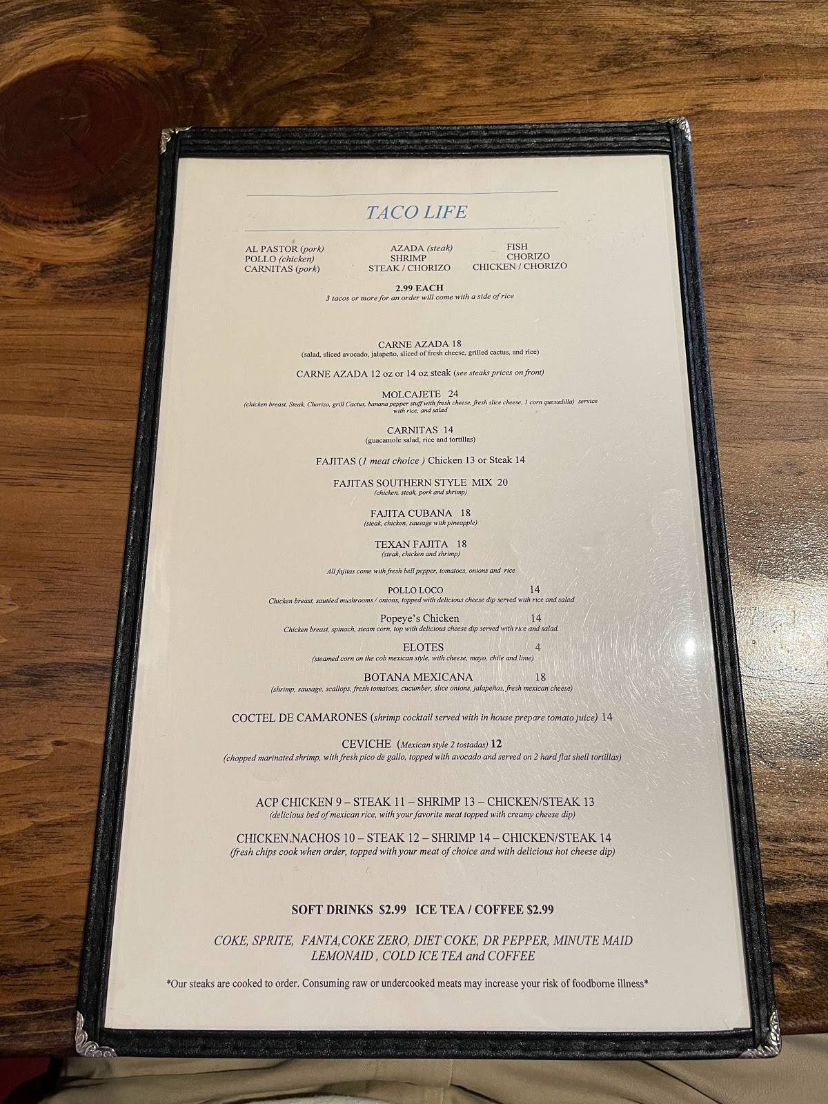 Menu at Southern Steakhouse, Seneca
