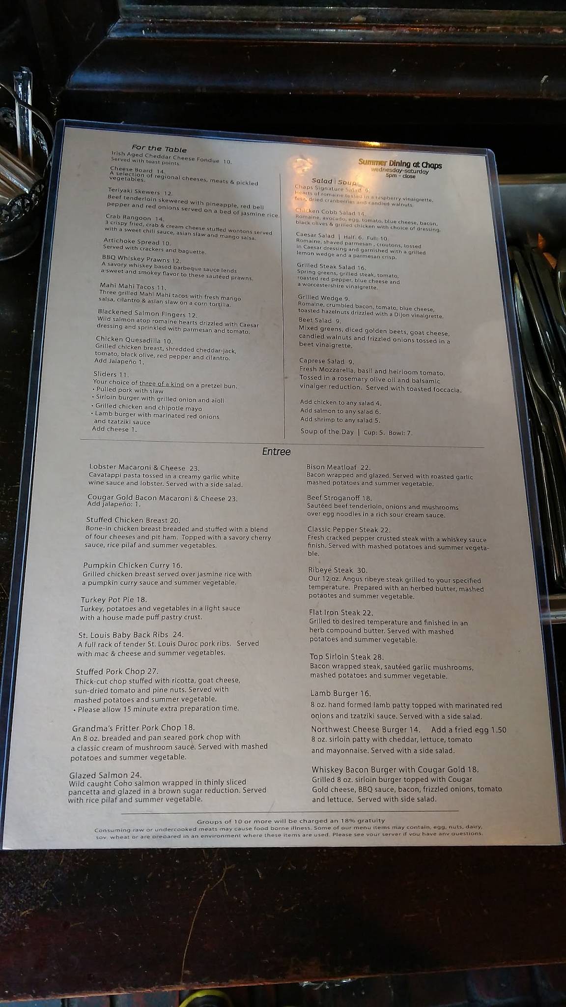 Menu at Chaps Diner and Bakery Spokane, Spokane