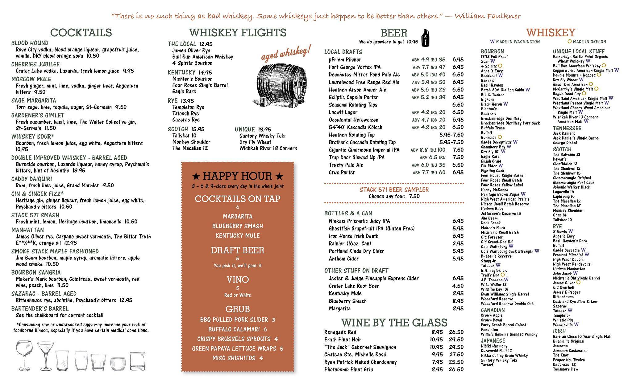 Menu at Stack 571 Burger & Whiskey Bar - Vancouver, Vancouver