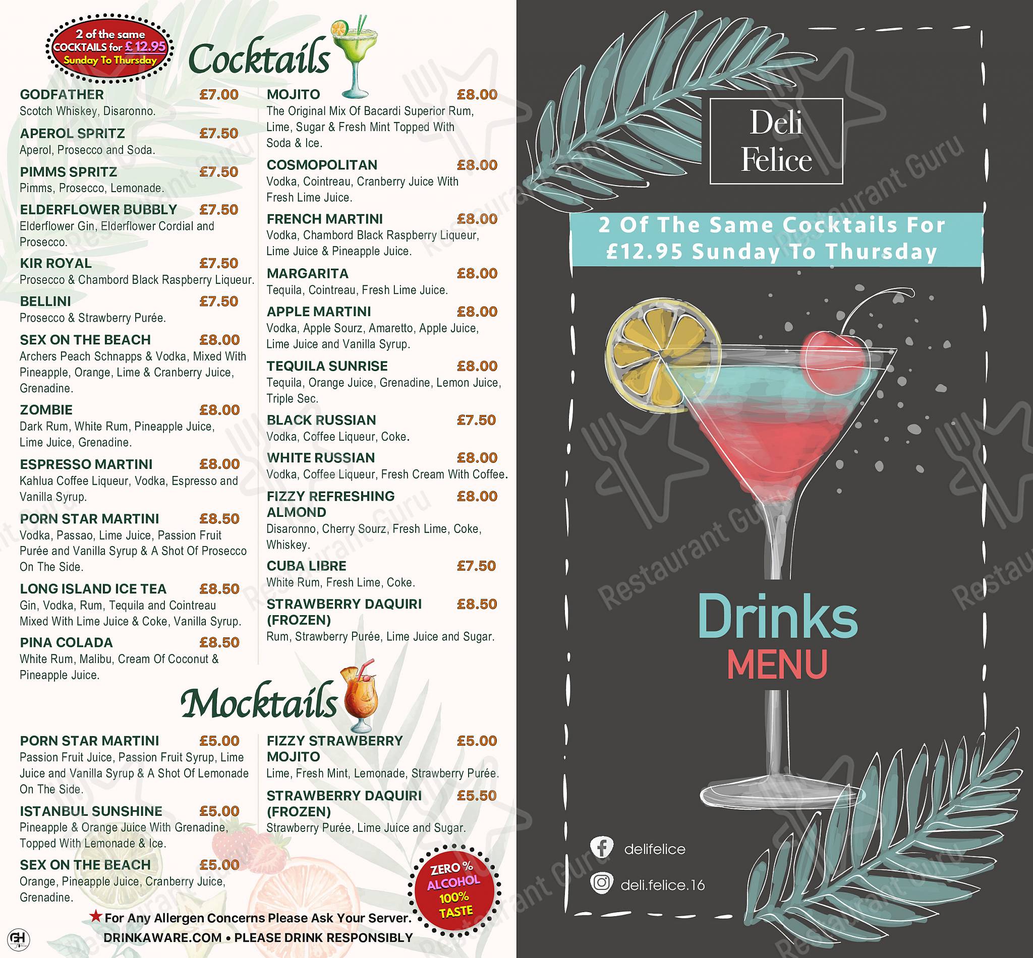 Menu at Deli Felice Turkish Cuisine restaurant, Stalybridge