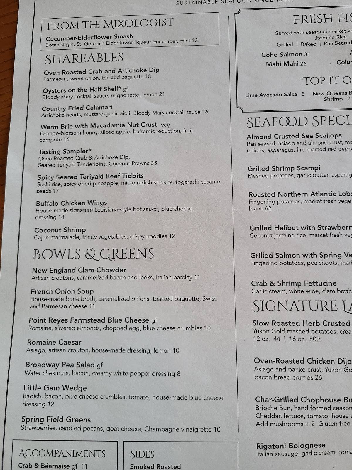 Menu at Stanley & Seafort's steakhouse, Tacoma, 115 E 34th St