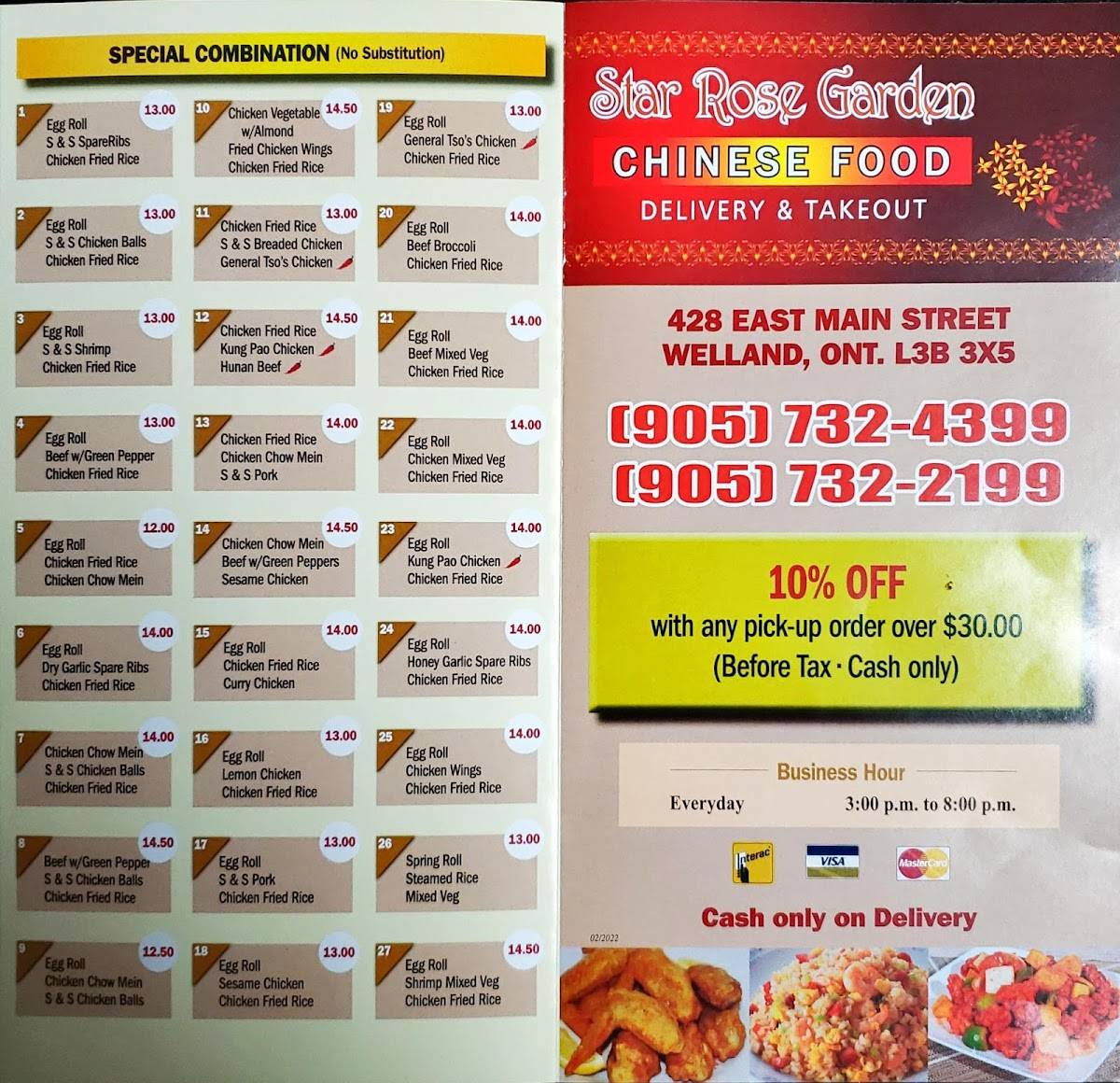 Menu at Star Rose Garden Restaurant, Welland