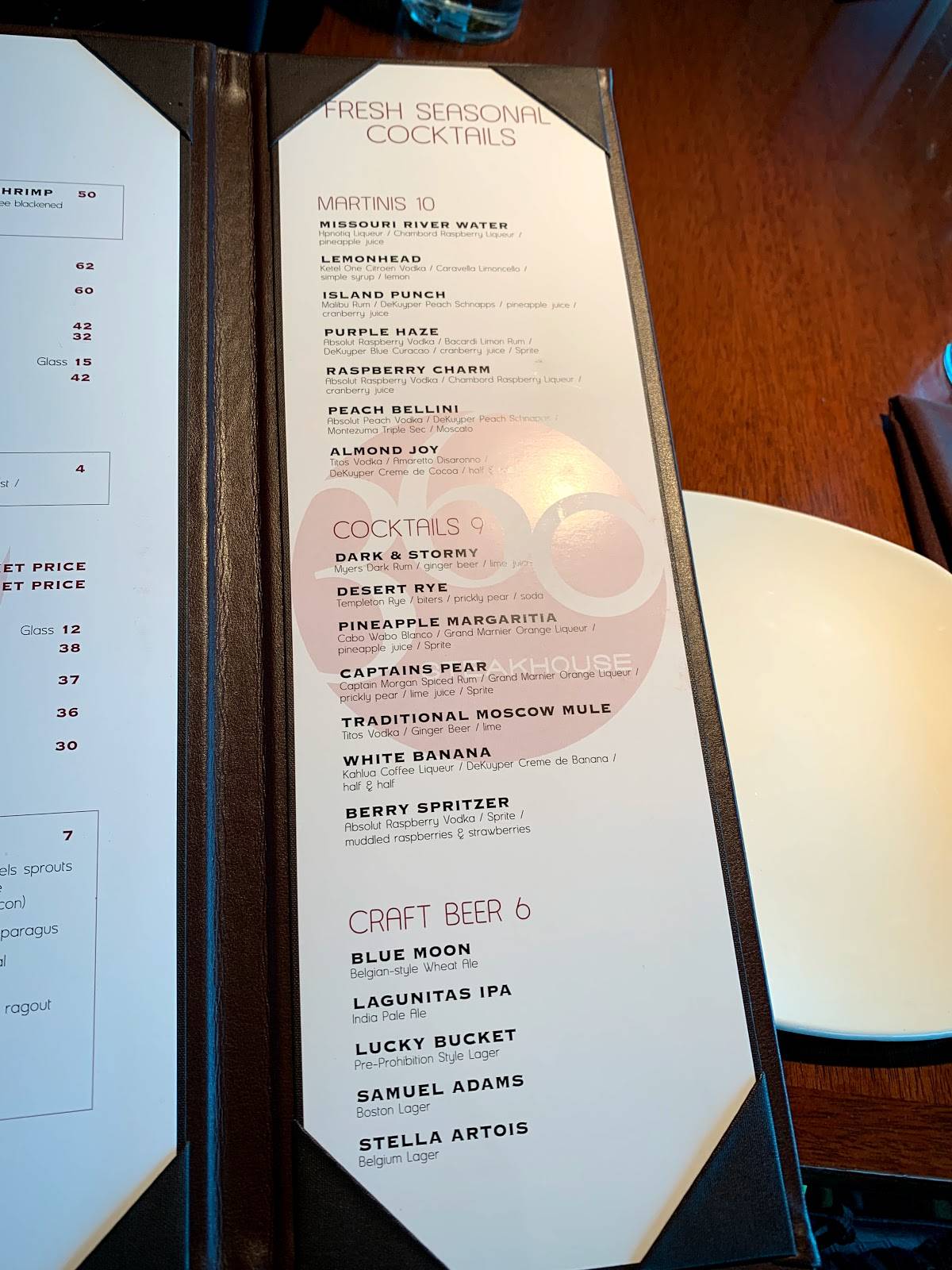 Menu at 360 Steakhouse, Council Bluffs