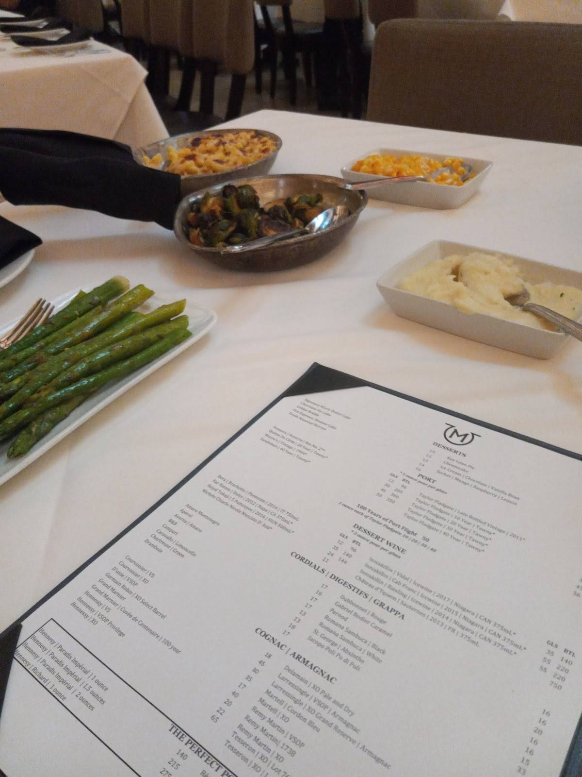 Menu at Mastro's Ocean Club, Las Vegas