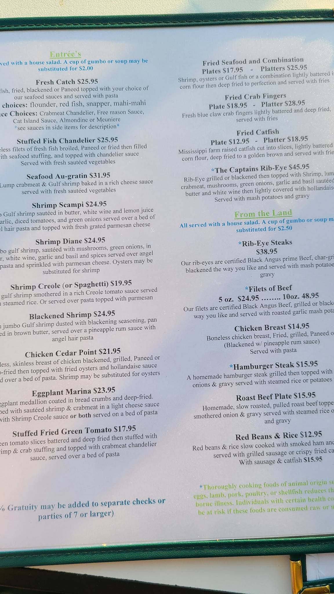 Menu at Steve's Marina Restaurant, Long Beach, 213 Beach Blvd E