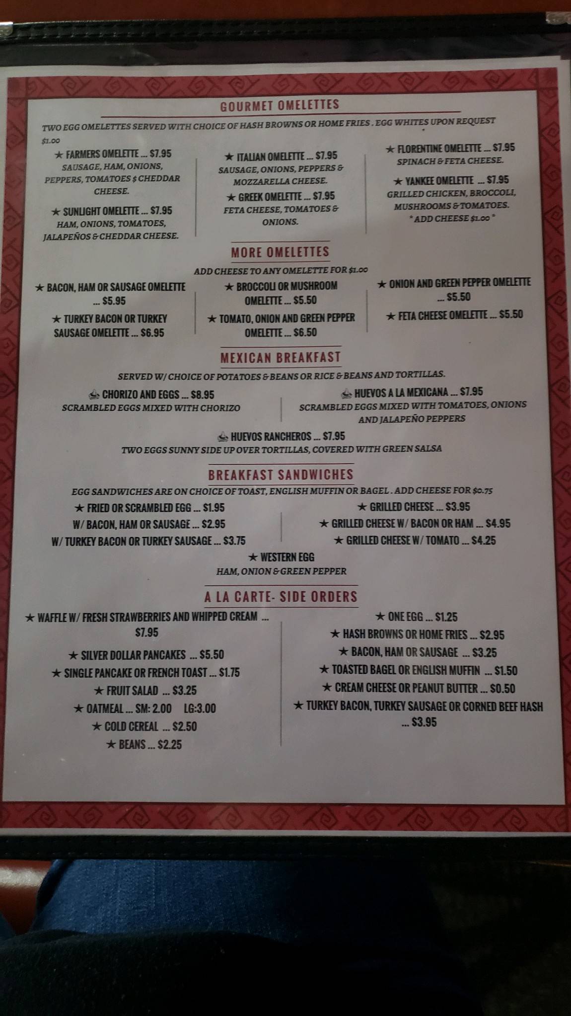 Menu at Sunlight Restaurant, South Saint Paul