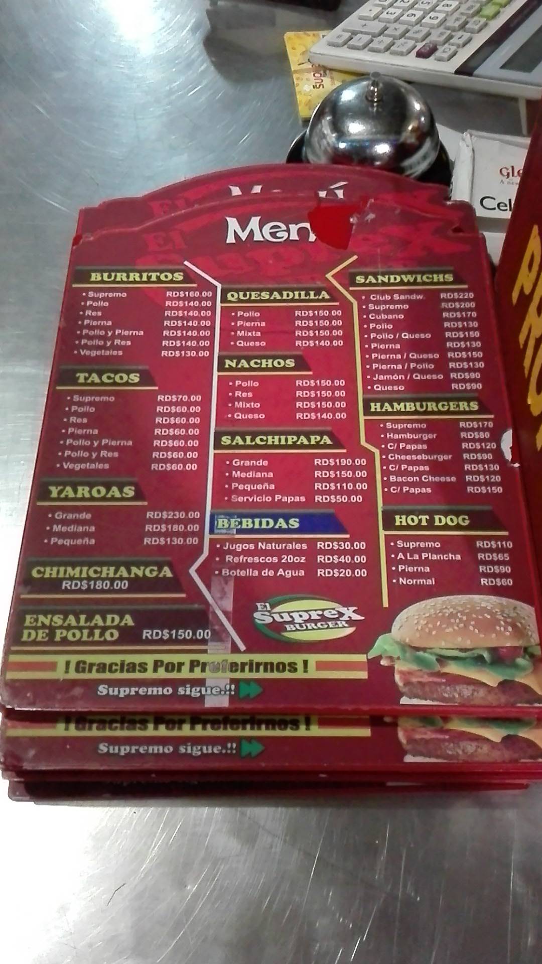 Carta del restaurante Supremo Sandwich, Santiago De Los Caballeros