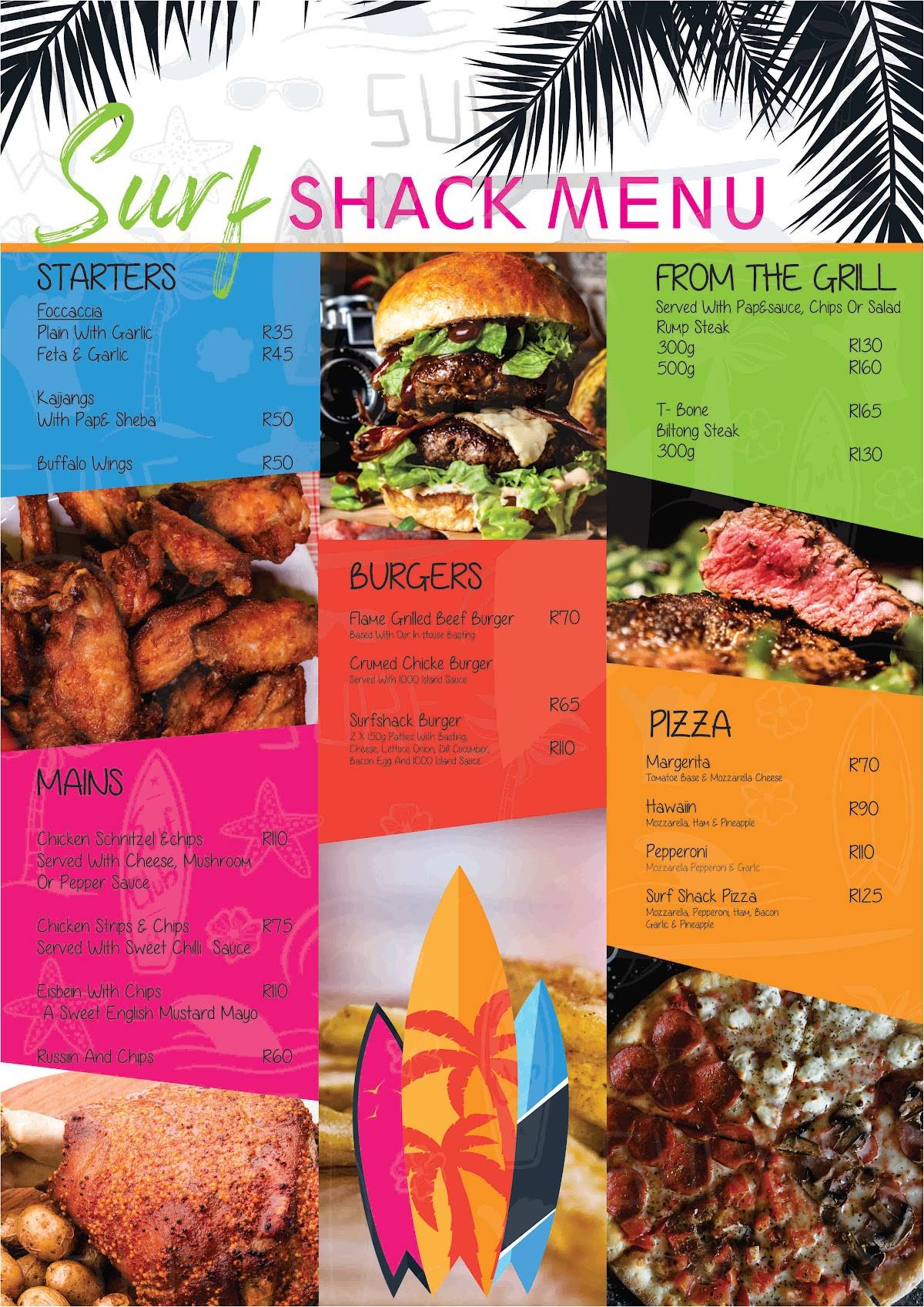 Menu at Surf Shack Restaurant, Emalahleni