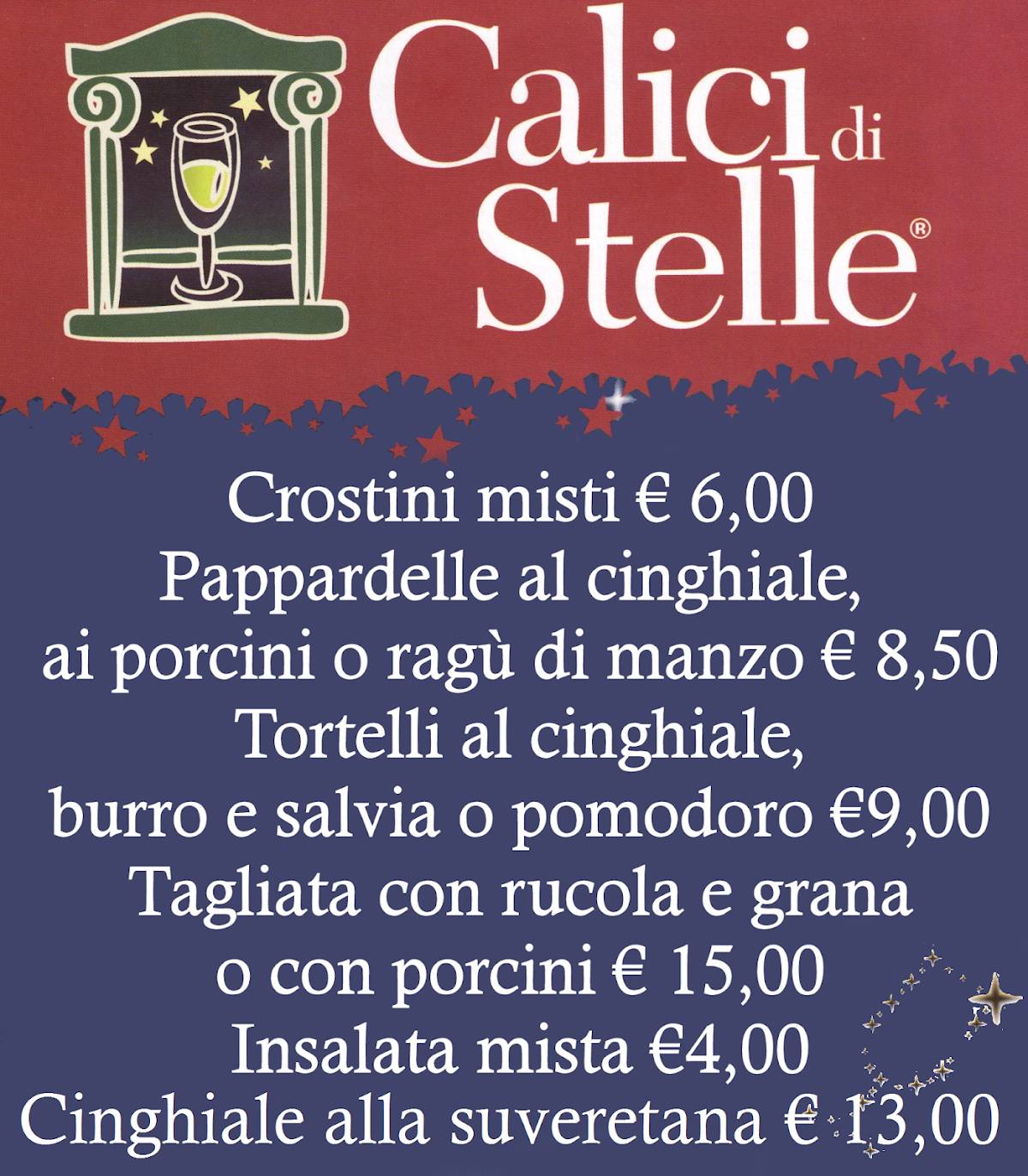 Menu da Il Caminetto ristorante, Suvereto