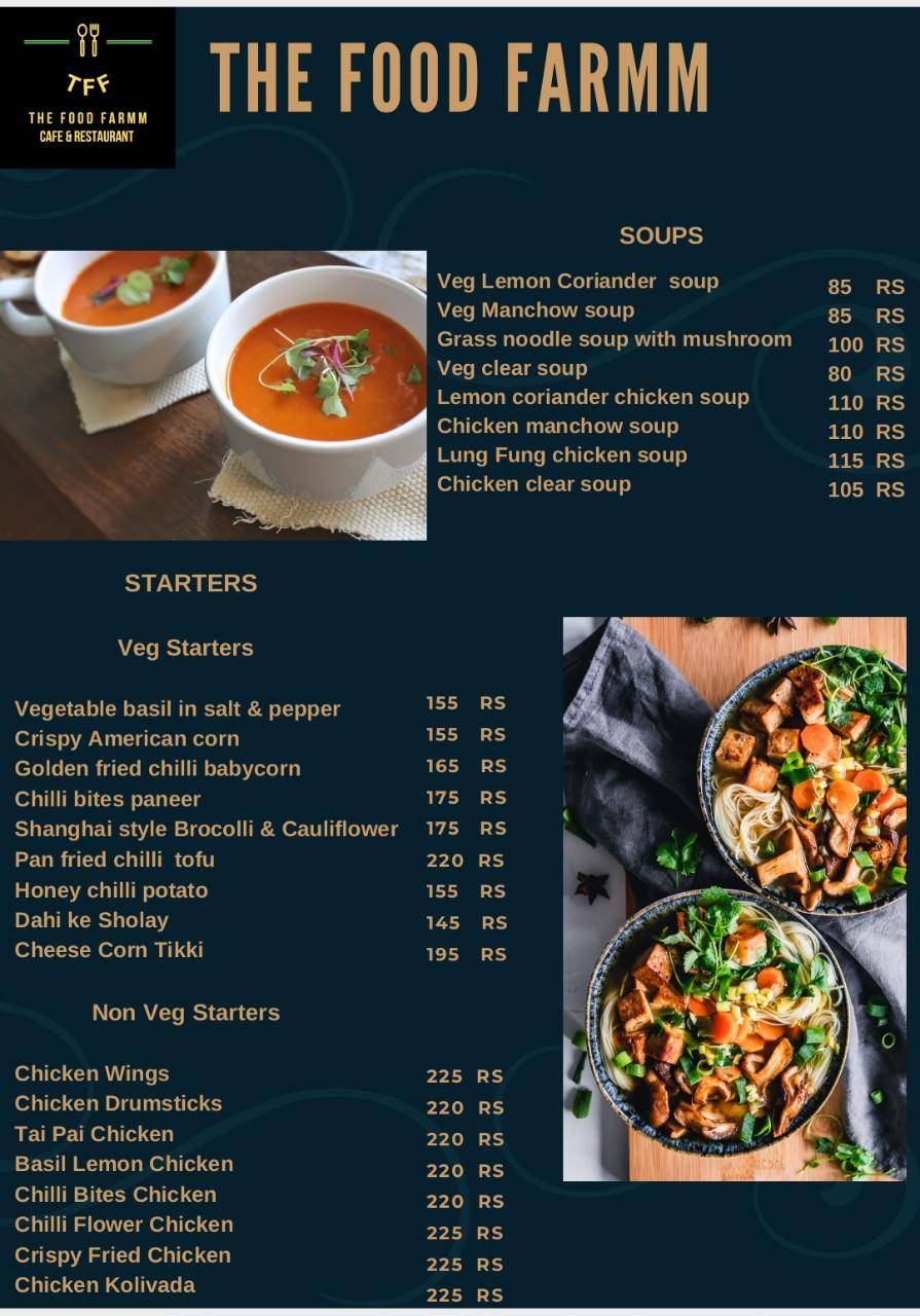Menu at TFF, Bengaluru