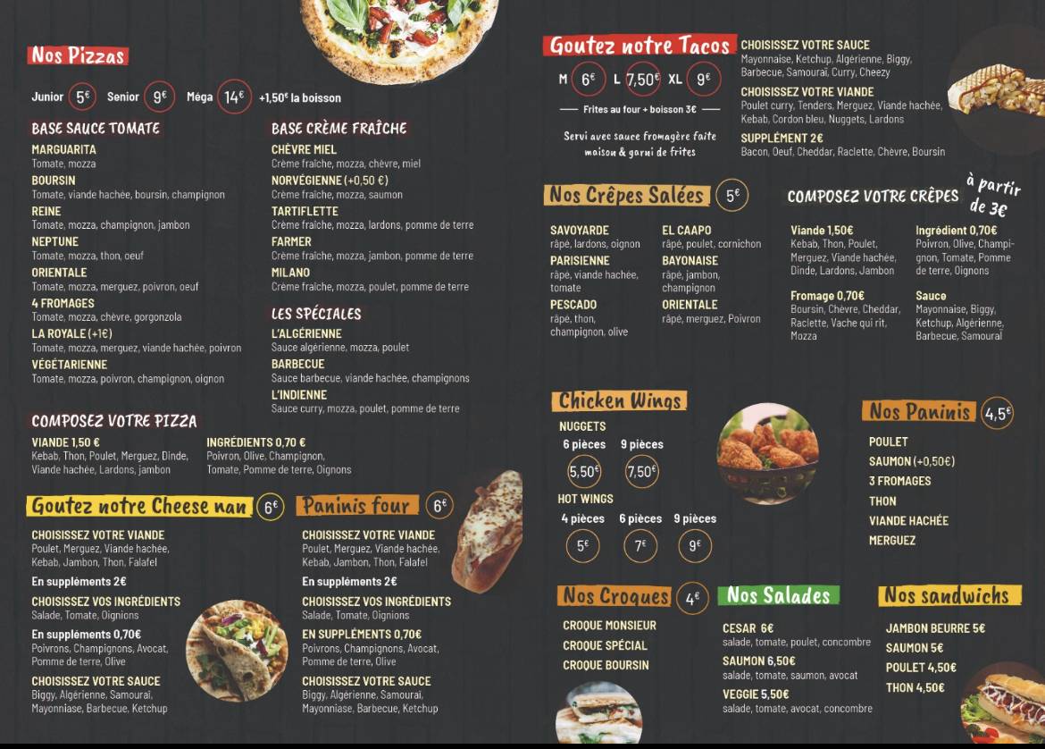Menu at THE TASTY CORNER restaurant, Paris