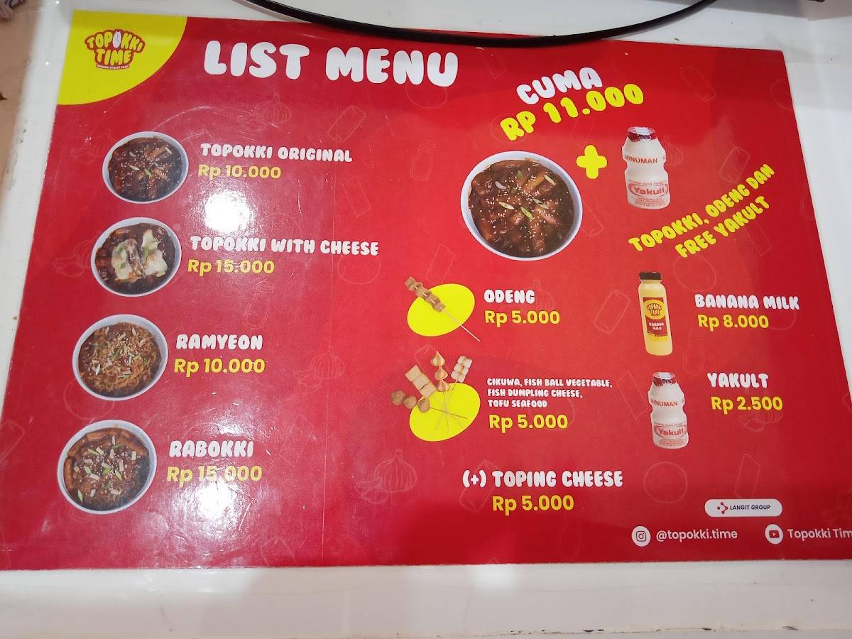 Menu at TOPOKKI TIME MAGELANG, KOREAN STREET FOOD restaurant, Magelang