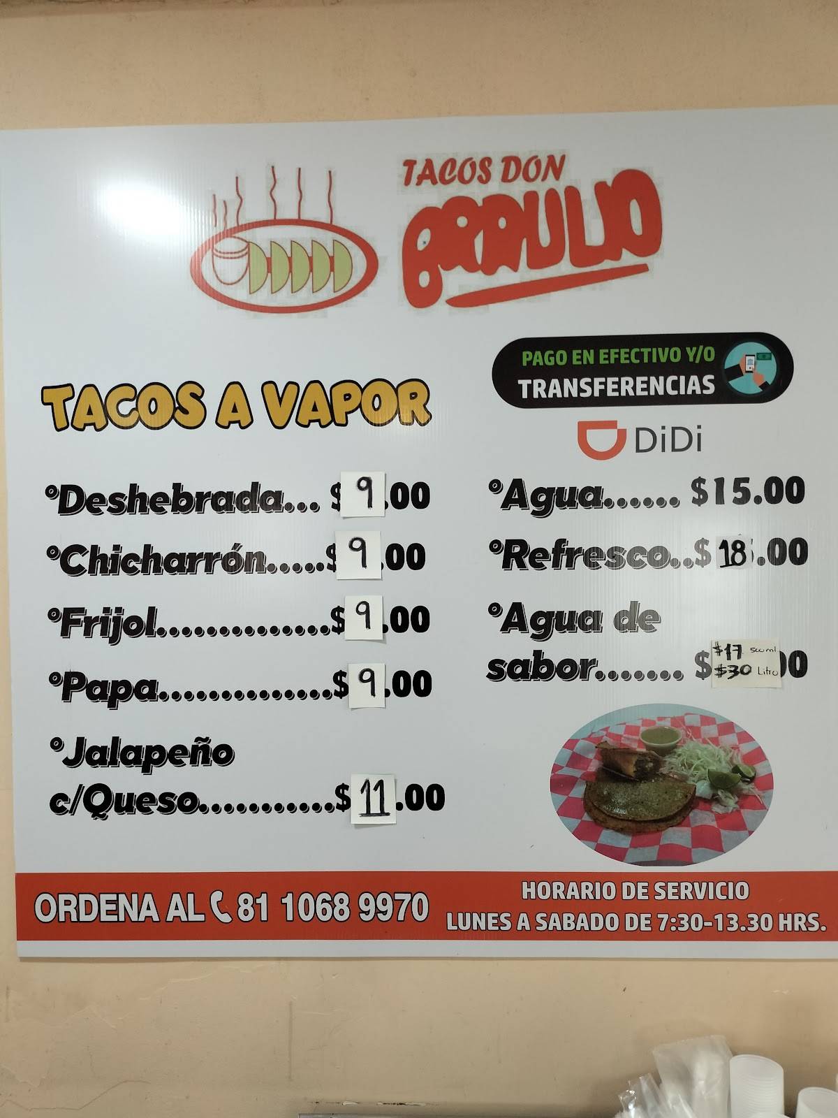 Carta del restaurante Tacos Don Braulio Centro Monterrey, Monterrey