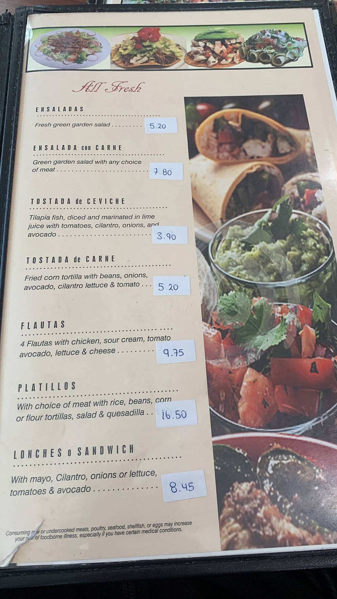 Menu at Tacos Mi Nacho restaurant, Meriden