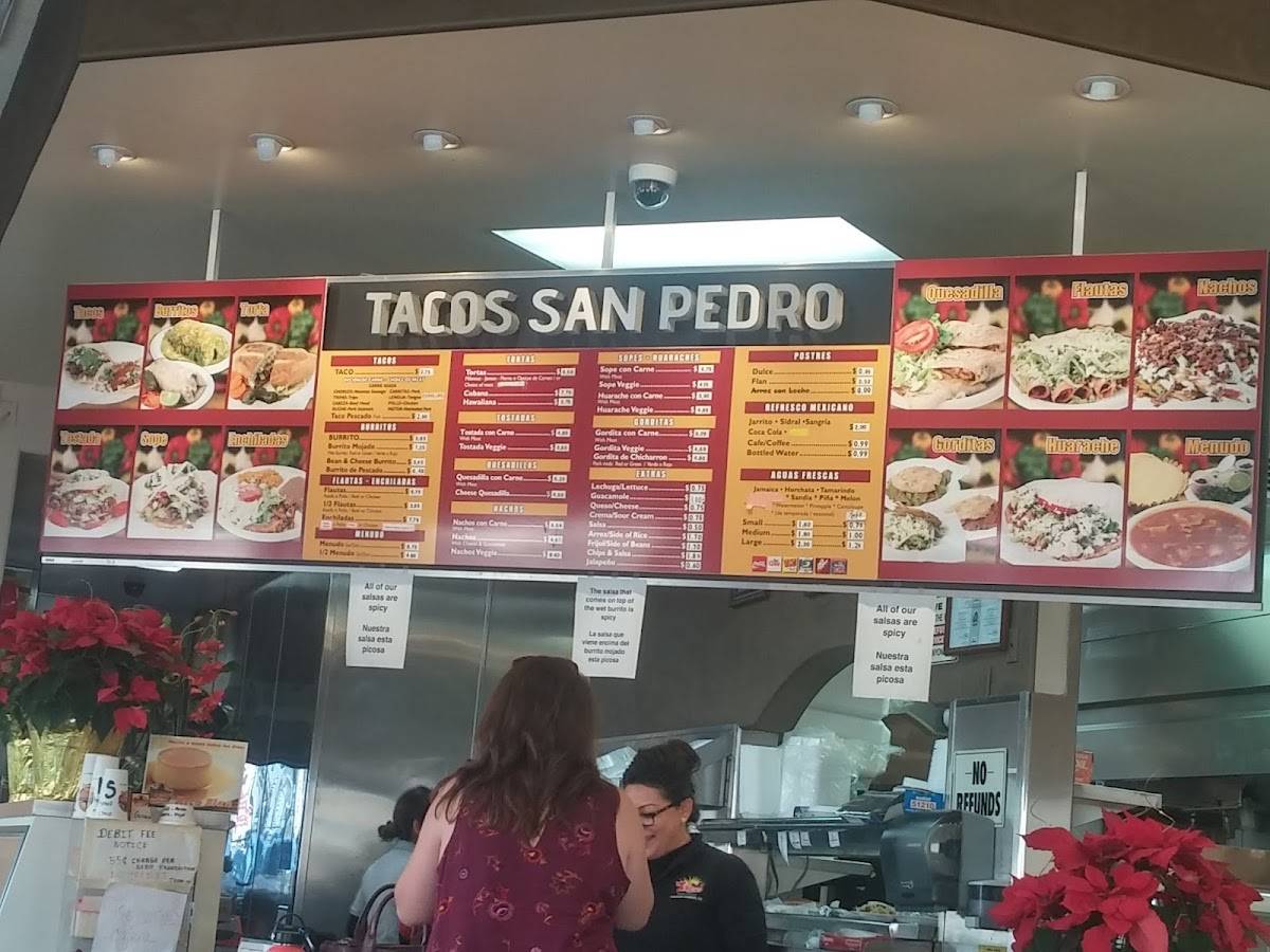 Menu at Tacos San Pedro restaurant, Hawaiian Gardens