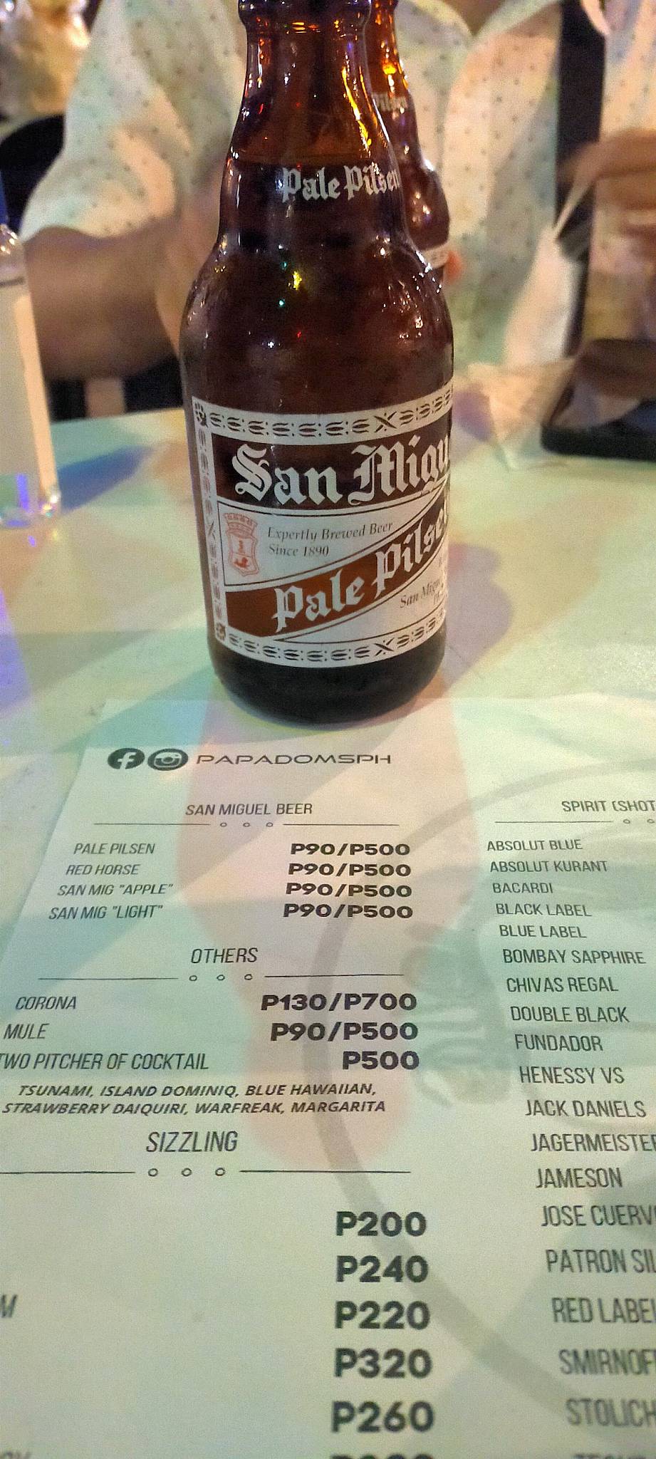 Menu at Papa Doms Bar and Restaurant - Tagaytay, Tagaytay
