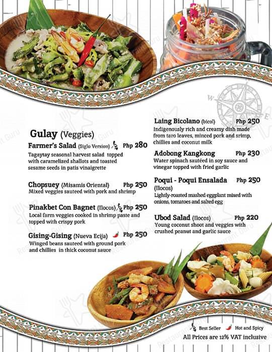 Menu at SIGLO MODERN FILIPINO restaurant, Tagaytay, Tagaytay - Calamba Rd