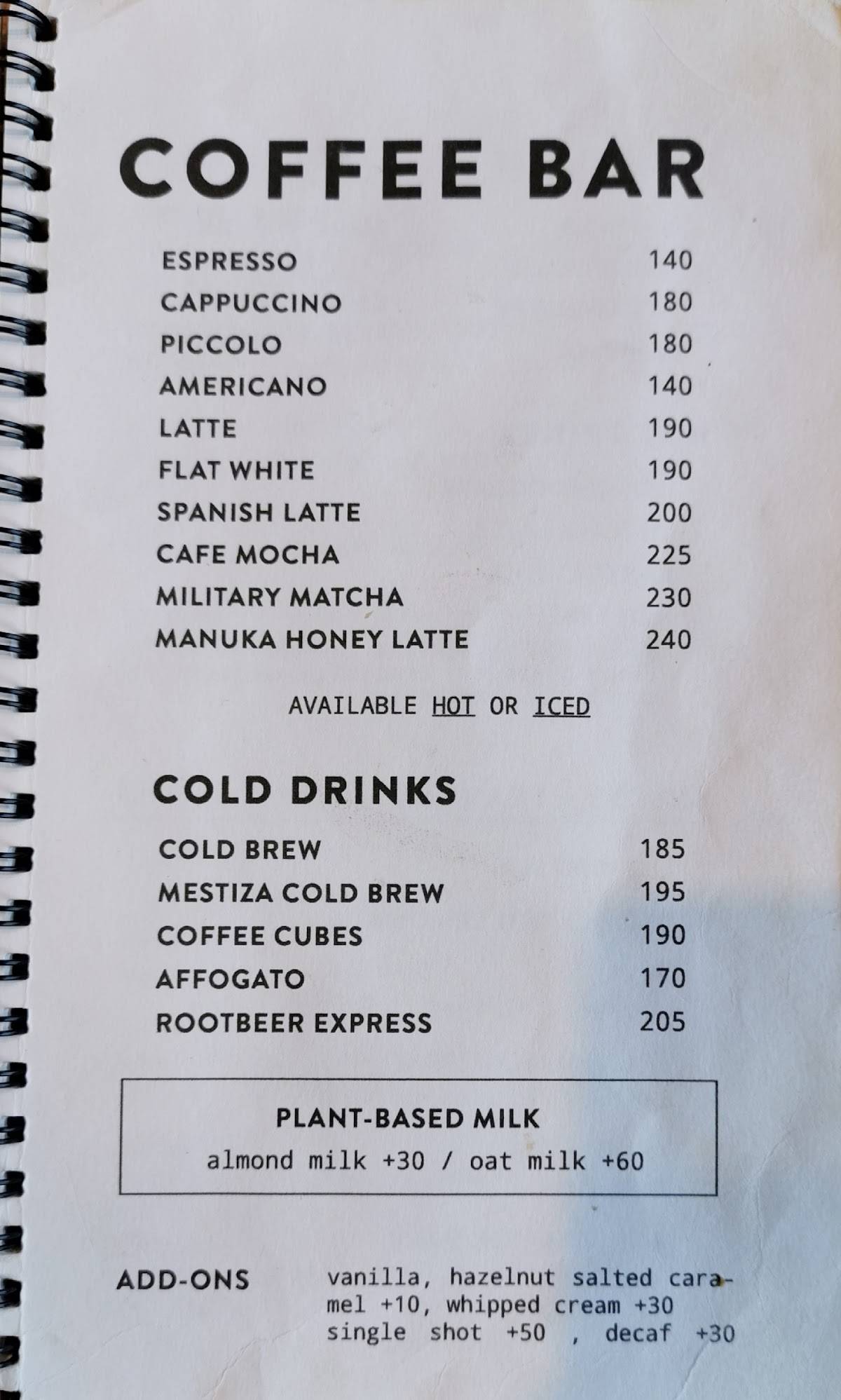 Menu at The Fat Seed Cafe + Roastery, Taguig