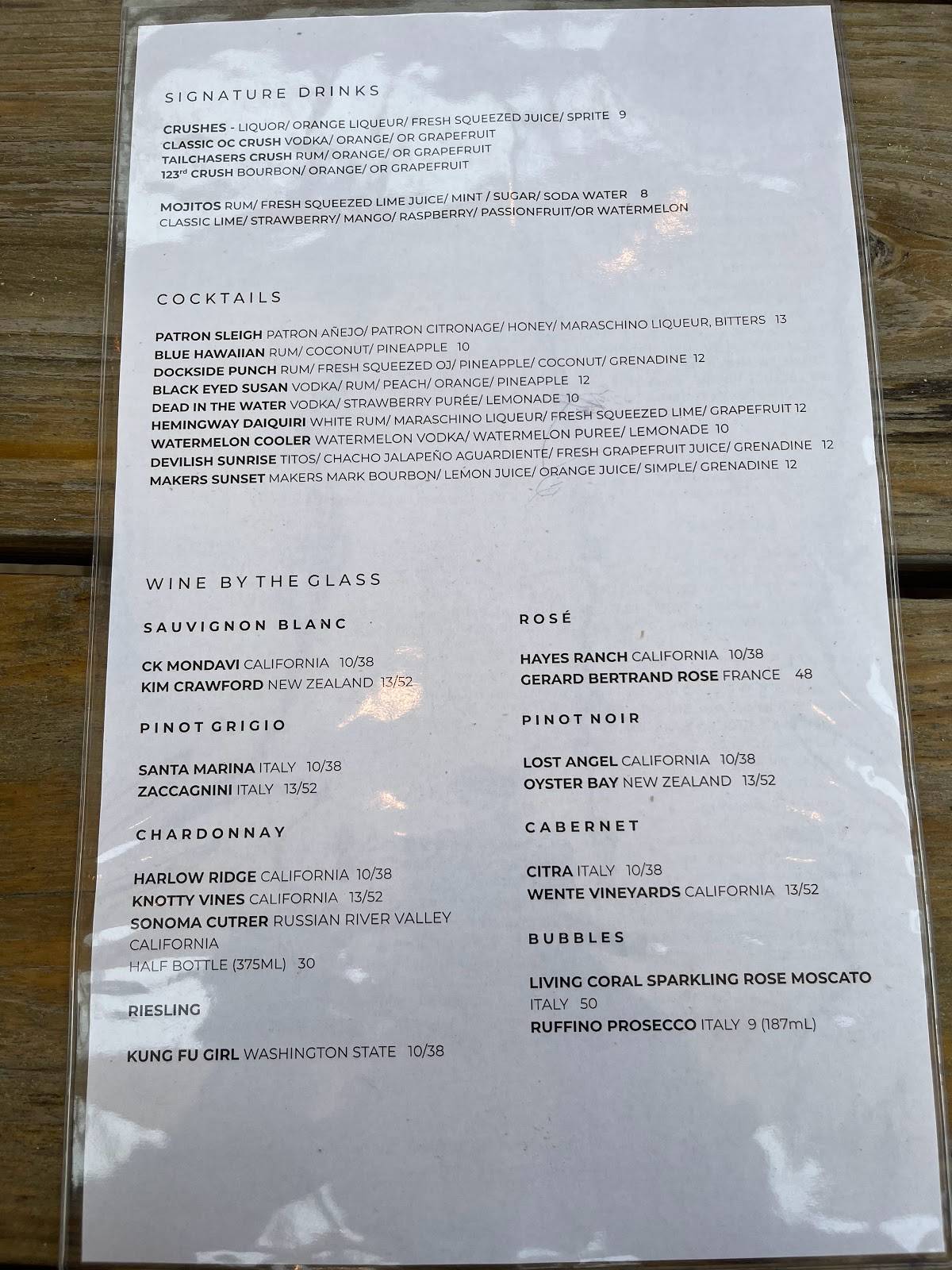 Menu at Tailchasers Restaurant & Dock Bar, Ocean City