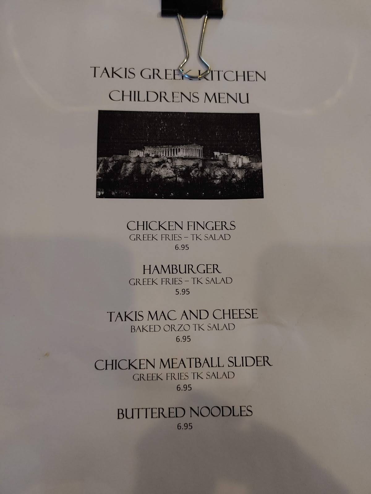Menu at Taki's Greek Kitchen pub & bar, Avon Lake