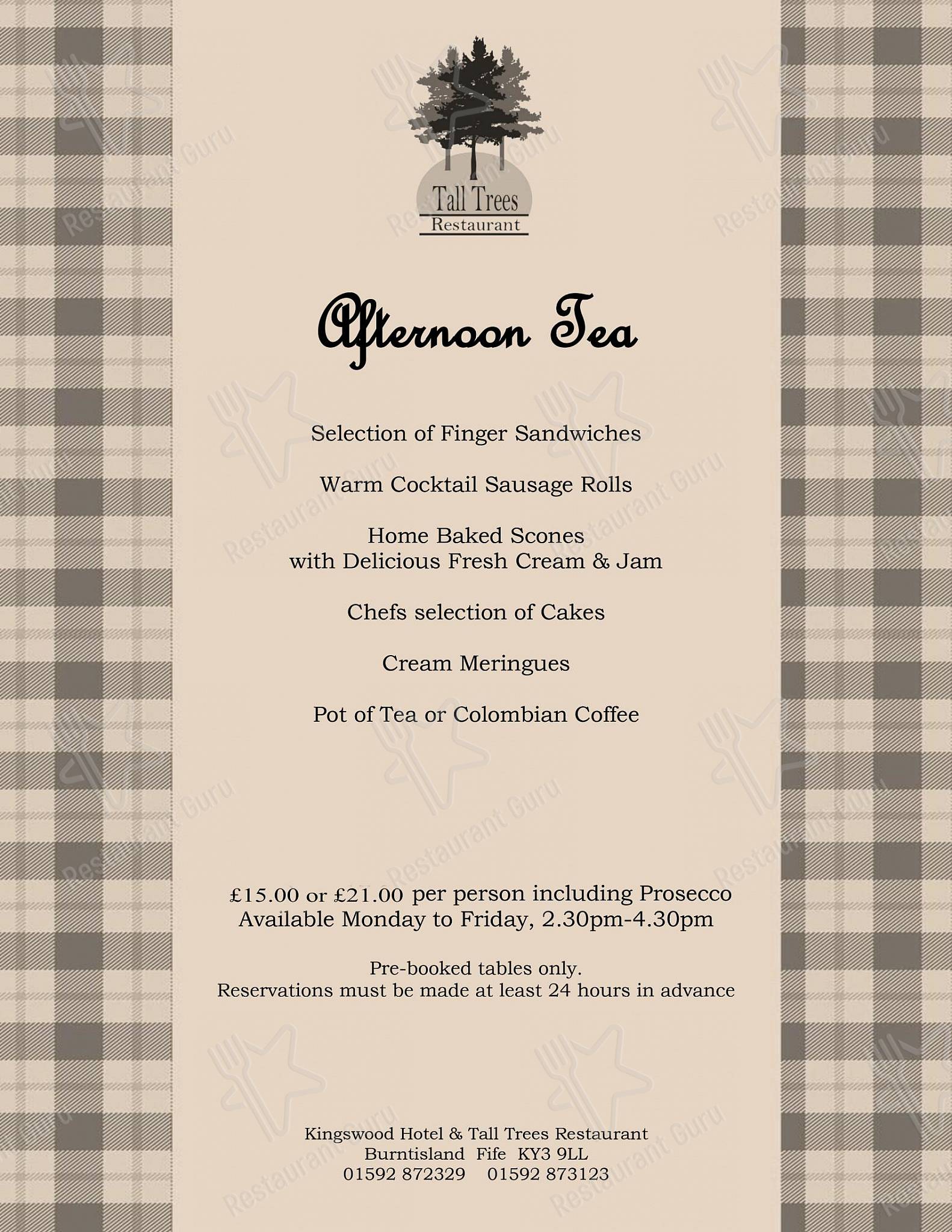 Menu at Kingswood Hotel pub & bar, Burntisland