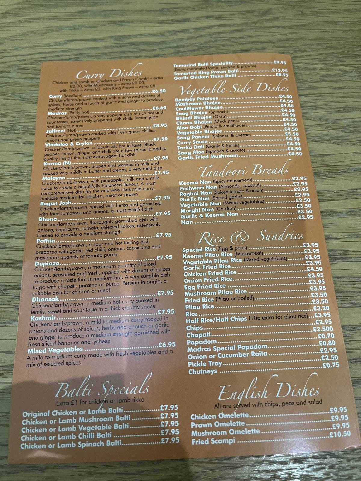 Menu at Tamarind Restaurant & Bar Tredegar, Tredegar