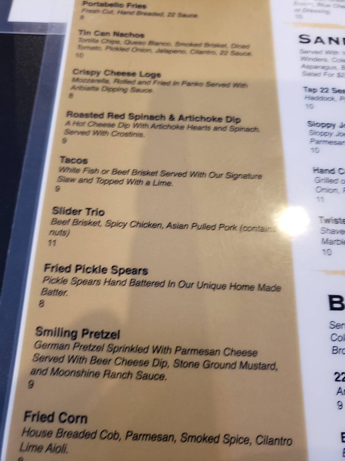 Menu at Tap 22 Grill & Bar, Silvis