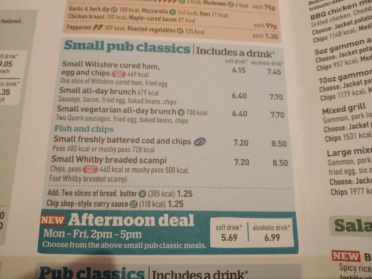 Menu at Perkin Warbeck - JD Wetherspoon pub & bar, Taunton