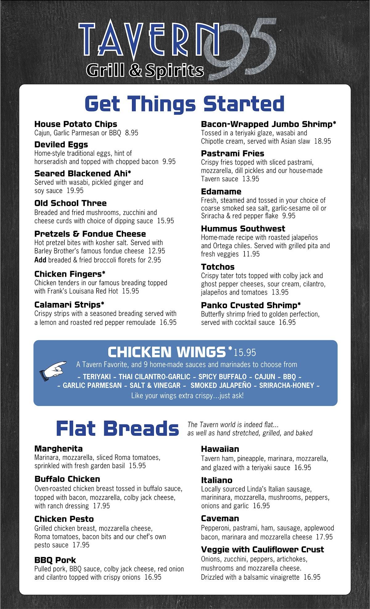 Menu at Tavern 95 pub & bar, Lake Havasu City