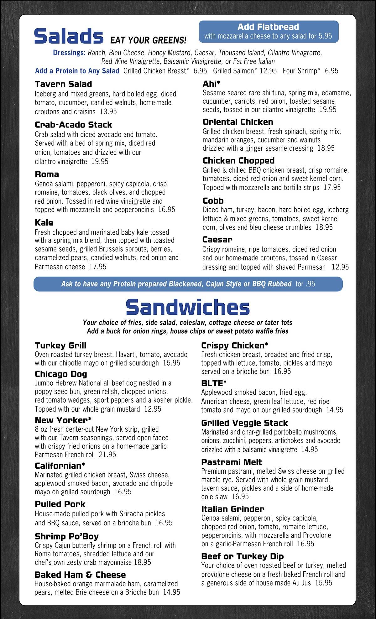 Menu at Tavern 95 pub & bar, Lake Havasu City