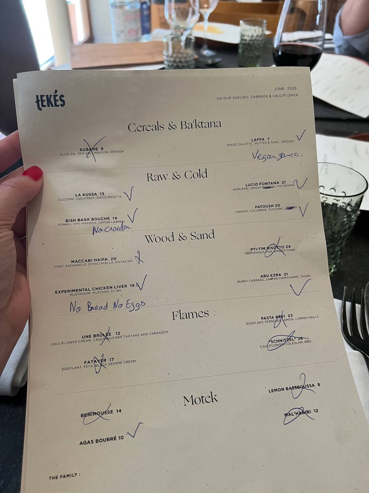 Menu at Tekés restaurant, Paris