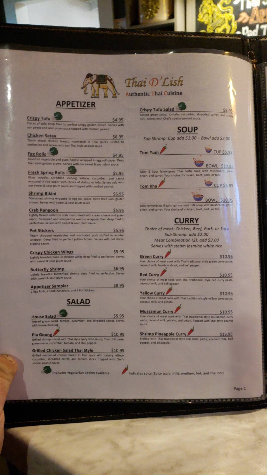Menu at Thai D'Lish restaurant, Quincy