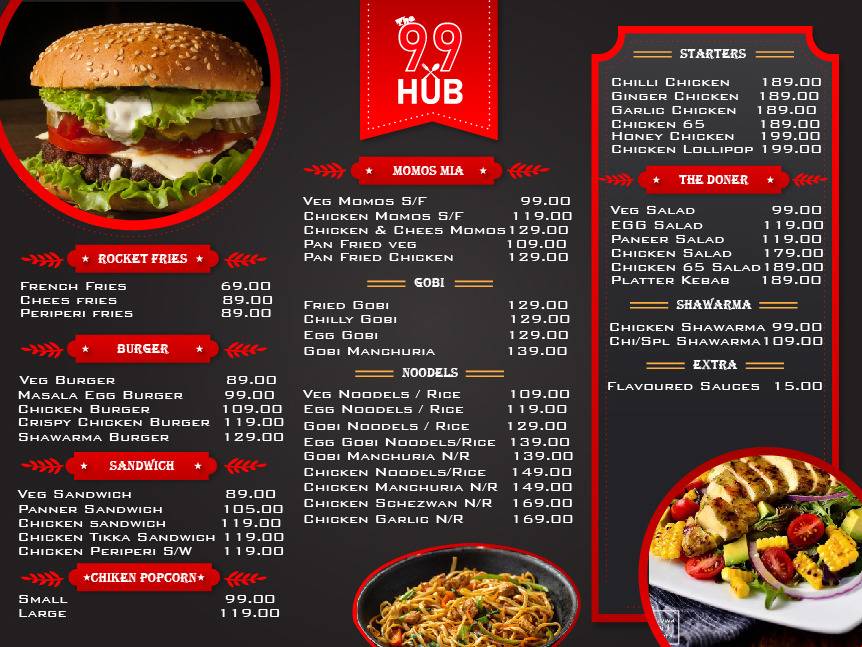 Menu at The 99 Hub, Kadapa